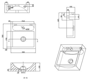 Sapho - Závěsné umyvadlo BLOK 30x30 cm antracit