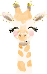 Plakát zvířátka žirafka - Obraz, Plakát Velikost: B2 - 50x70 cm, Volba rámu: bez rámu, Dekorace: s dekoracemi