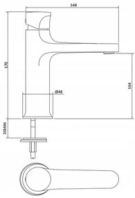 Cersanit Inverto - umyvadlová baterie, černá-zlatá, S951-295