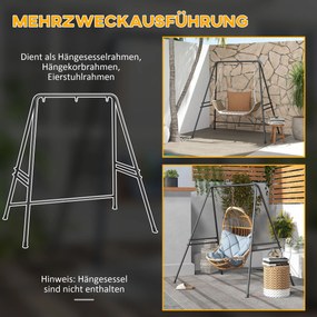 Outsunny Houpací Křeslo Stojan Houpací Síť z Oceli pro Houpací Křeslo max. 150 kg Nosnost pro Vnitřní i Venkovní Použití Černá 178 x 143 x 180 cm