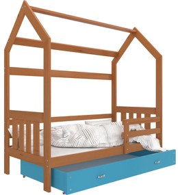 Dětská postel domeček se zábranou, úložným prostorem a matrací ZDARMA 160 x 80 cm - OLŠE
