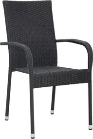 Zahradní hliníkový stůl HAVANA 190 černá + 6 ks ratanová židle MARGARITA
