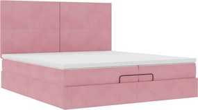 Osmanský rám postele s matrací růžová 200x200cm samet 3314275