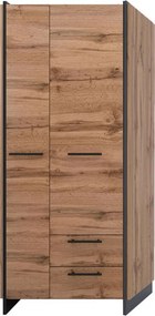 Skříň dvoudveřová se zásuvkami Amino 82x192.5x45 cm Dub wotan / Černý