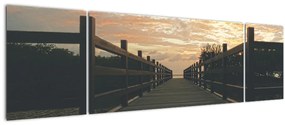 Obraz dřevěného mola nad jezerem (170x50 cm)