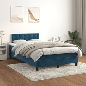 vidaXL Box spring postel s matrací 120 x 200 cm samet [3141537] Barva: Tmavě moddrá