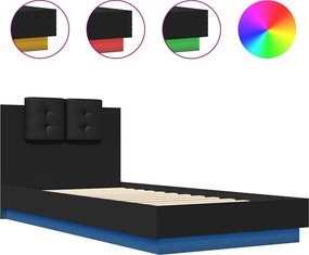 Rám postele s čelem a LED osvětlením černý 100 x 200 cm 3210025