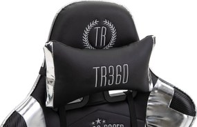 Herní kancelářská židle Turbo s opěrka nohou glanz – černá/bílá
