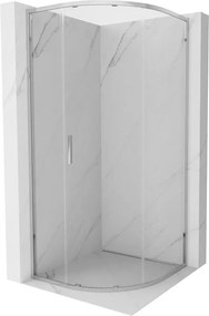 Mexen Exo, čtvrtkruhový sprchový kout s posuvnými dveřmi 90 x 90 cm, 6mm čiré sklo, chromový profil, 8131-090-090-01-00
