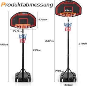 Costway Dětský výškově nastavitelný basketbalový stojan pro vnitřní i venkovní