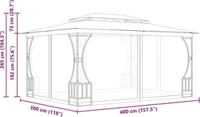 vidaXL Marketos Altán se síťovinou 300 x 400 x 265 cm antracitový