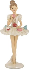 Béžová antik dekorace Ballerina s dortíčky na sukni - Ø 10*24 cm