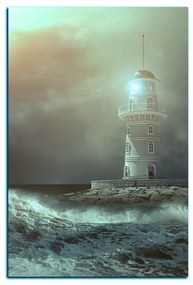 Obraz na plátně - Maják v moři pod oblohou - obdélník 7159FA (75x50 cm)