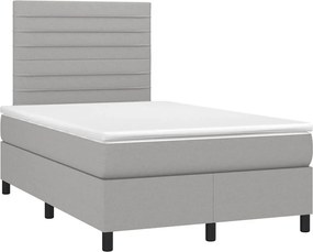 Box spring postel s matrací a LED světle šedá 120x200 cm textil 3134941