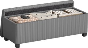 HOMCOM manšestrová lavice s úložným prostorem 84 l s víkem, šedá — 112 × 42 × 40 cm | Aosom