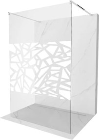 Mexen Kioto, průchozí sprchová zástěna 100 x 200 cm, 8mm sklo čiré/bílý vzor, 2x chromová stabilizační rozpěra, 800-100-002-01-85
