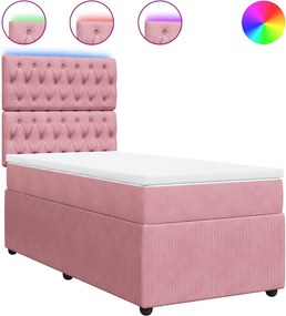 Box spring postel s matrací růžová 80 x 200 cm samet 3294501