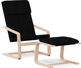 Relaxační křeslo s podnožkou černé textil 3154416