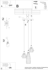 Sollux SL.1166 - Lustr na lanku SUBA 3xE27/15W/230V černá
