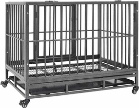 Klec pro psy s kolečky ocel 92 x 62 x 76 cm 171491