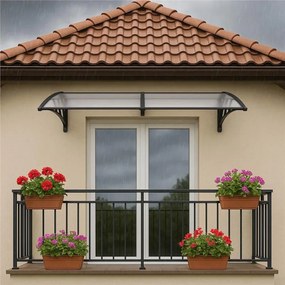 Vchodová stříška 200x95 cm SPRINGOS POLYROOF černá transparentní