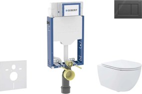 SANITINO - Set předstěnové instalace, klozetu Oudee a Slim sedátka softclose, tlačítko Sigma20, černá lesk/černá mat SANI11CA51104