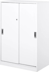 HOMCOM Praktická kancelářská skříň s 2 posuvnými dveřmi, zámky a 3 policemi pro kancelář a studium 80x40x120 cm Bílá | Aosom
