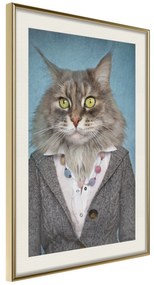 Artgeist Plakát zvířecí alter ego: kočka Velikosti (šířkaxvýška): 30x45, Finální vzhled: Zlatý rám s paspartou