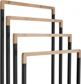 Erga Kona, čtyřramenný věšák na ručníky 45x29x94 cm, černá matná-hnědá, ERG-YKA-P.KONA-4-BLK