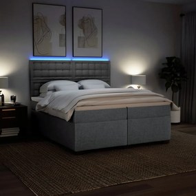 Box spring postel s matrací světle šedá 200 x 200 cm textil 3292909