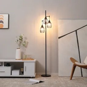 HOMCOM stojací lampa v industriálním designu se 3 stínidly 30 cm x 170,5 cm ocel