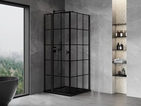 Mexen Mist T, sprchový kout s křídlovými dveřmi, levý, 90 x 90 cm, 8mm čiré sklo, černý profil, 8A4T-090-090-70-77-L
