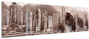 Obraz - Victoria Harbor, Hong Kong, sépiový efekt (170x50 cm)