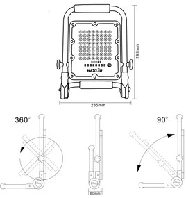 LED Nabíjecí reflektor se stojanem LED/50W/3,2V 4500K 5000 mAh IP65 oranžová