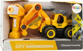 LEAN Toys RC bagr na dálkové ovládání se šroubovákem žlutý 2v1