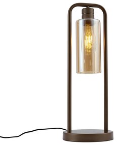 Stolní lampa Hotel Chic tmavě bronzová s jantarovým sklem - Stavelot