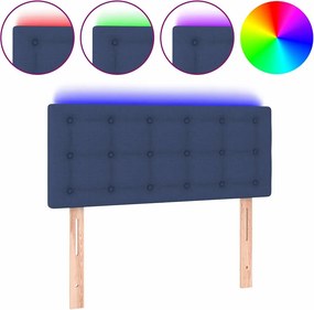 Čelo postele s LED modré 100x5x78/88 cm textil 3122042