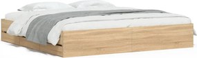 Rám postele se zásuvkami dub sonoma 200x200 cm kompozitní dřevo 3207247