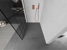 Mexen Kioto L, sprchová zástěna Walk-In 70 x 200 cm, 8mm čiré sklo černý vzor, ​​růžové zlato profil, 800-070-103-60-78
