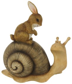 Dekorace sedící králík na šnekovi - 13*6*14 cm