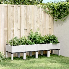 Zahradní truhlík s nohami bílý 160 x 40 x 42 cm PP - Default Title