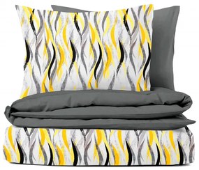 Ervi bavlněné povlečení oboustranné - žluto-šedé vlny/šedé