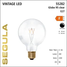 SEGULA LED Globe 95 3W(26W) čirá / E27 / 260lm / 2200K / stmívatelné /
