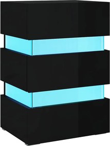 Noční stolek s LED lesklý černý 45x35x67 cm kompozitní dřevo 326847