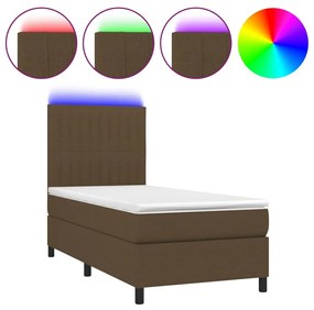 vidaXL Box spring postel s matrací a LED tmavě hnědá 80x200 cm textil