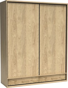 MEDIOLAN | šatní skříň M19 s policemi, zásuvkami a šatními tyčemi + dekorační deska | 177,2 cm | natural hikora