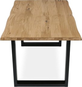Autronic Stůl jídelní, 140x90x75 cm, masiv dub, kovová noha ve tvaru písmene &quot;U&quot;, černý lak DS-U140 DUB