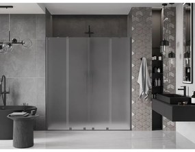 Mexen Velar Duo, posuvné sprchové dveře do otvoru 170 cm, 8mm sklo námraza, grafit broušený, 871-170-000-32-66