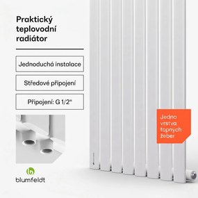 Blumfeldt Tallheo, 47 x 160, radiátor, žebrový radiátor, 728 W, teplovodní, 1/2