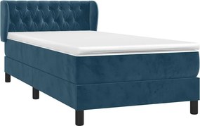 Box spring postel s matrací tmavě modrá 90x190 cm samet 3127647
